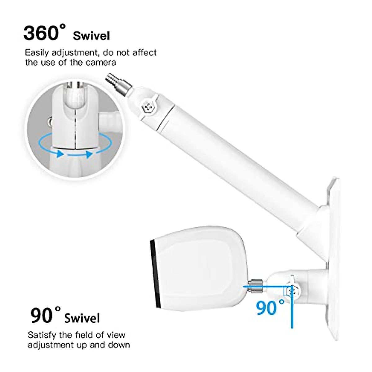 HOLACA 2-in-1 Wall Mount Bracket for Arlo Solar Panel/Arlo Pro 3/Arlo Ultra1&2/Arlo Essential/Arlo Pro 4 /eufyCam Outdoor Mount Accessories for Arlo pro 4 and Arlo Solar Panel (White)