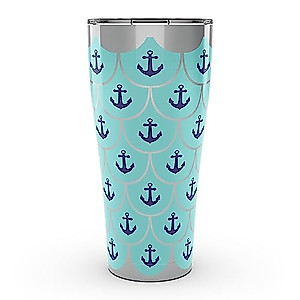 Tervis Anchors & Scallops Pattern Triple Walled Insulated Tumbler Travel Cup Keeps Drinks Cold & Hot, 30oz Legacy, Stainless Steel