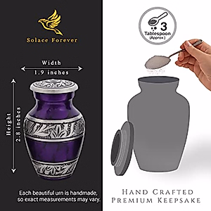 Purple Keepsake Urns - Mini Urns for Human Ashes Set of 4 with Premium Box & Bags - Handcrafted Urns for Ashes - Honor Your Loved One with Cremation Urns for Ashes - Small Urns for Men & Women