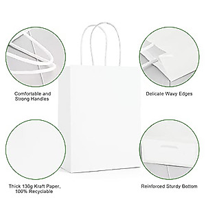 25pcs Paper Bags with Handles. Small Gift Bags Party Favor Bags Goodie Bags Shopping Bags. White Gift Bags with Handles Bulk for Birthday Wedding Retail Business Festivals Arts DIY Crafts 5.9x3.1x8.3 Inches