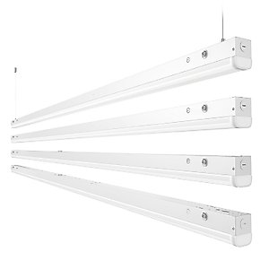 HYPERLITE 8FT LED Linear Strip Light Fixture: 80/64/50W LED Shop Lights 3500K/4000K/5000K CCT Selectable 1-10V Dimmable UL Listed 130lm/w Commercial LED Shop Lights for Garage Warehouse 4pack