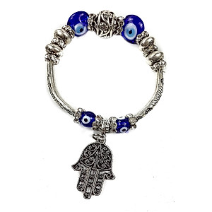 Nazareth Store Blue Beads Evil Eye Bracelet Hamsa Hand Of Fatima For Men Women Stretch Bracelets Lucky Charm