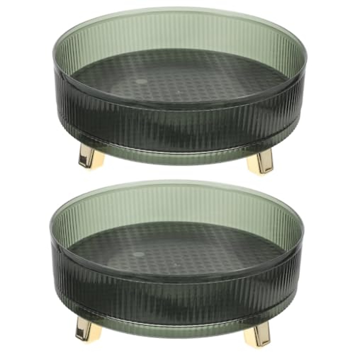 FRCOLOR 2pcs Rotating Storage Tray Skincare Holder Cosmetics Holder Tray Turning Desktop Organizer Makeup Carousel Rotating Kitchen Spice Rack High Capacity to Rotate The pet Brush Holder