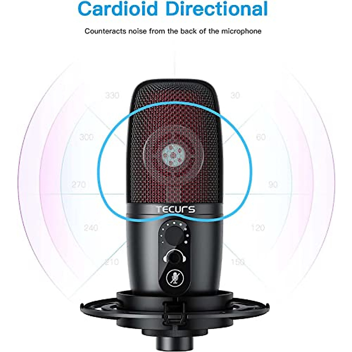 TECURS USB Microphone Condenser, PC Microphone Kit for Computer, Streaming Mic with Adjustable Boom Arm, Gaming,Microphone for Podcast, Twitch, YouTube, PS4, PS5