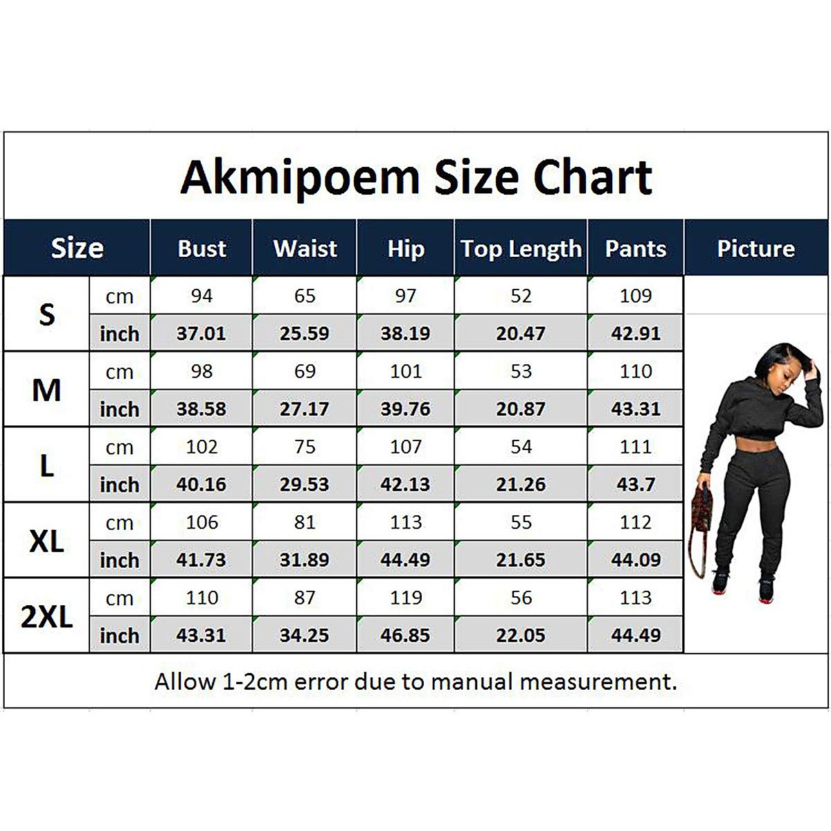 Akmipoem Winter Outfits for Women 2 Piece Tracksuits Long Sleeve Crop Hoodie Sweatshirts Jogging Pants Set Black L