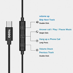 Type C Headphone【Latest Version】 USB C Wired in-Ear Earphones with Mic & DAC Chipset Noise Cancelling Earphone for 2018 iPad Pro/MacBook, Google Pixel 3/2/XL, Huawei, One Plus, Essential - Black