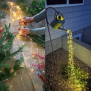 Mocalido Solar Fairy Lights Outdoor, Multi Strand 180 LEDs 8 Modes Watering Can Light, Waterproof Solar Powered Firefly Bunch Lights for Garden, Warm White