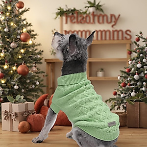 MengMengDa Small Dog Warm Winter Sweater Pet Dog Clothes Dog Knitwear for Small to Medium Breeds Dog Outfits (Green S)…