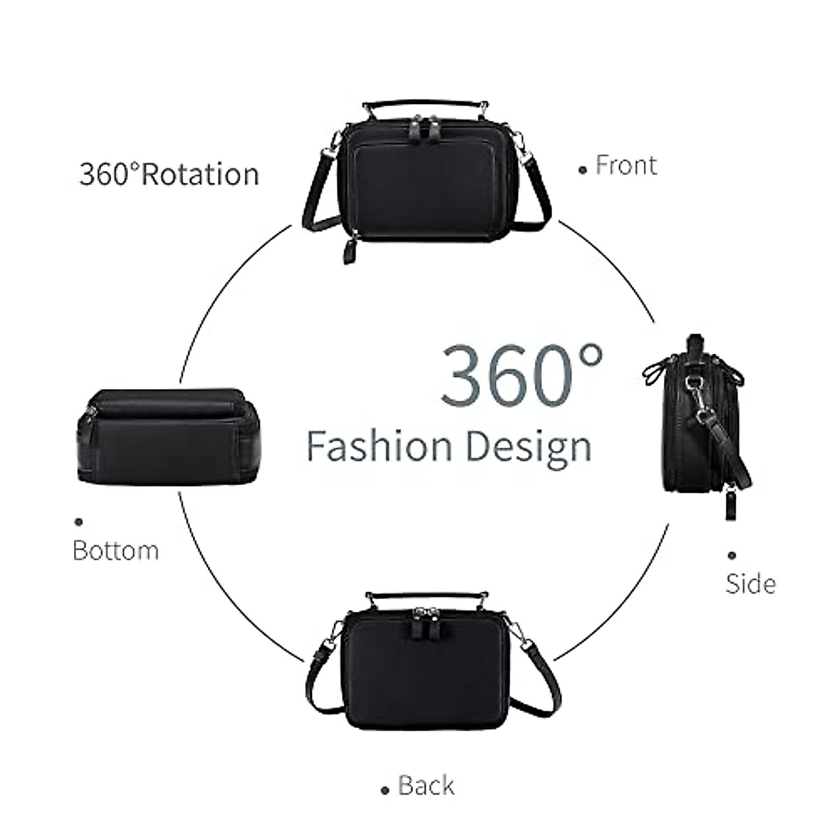 HW COMFORT Crossbody Shoulder Bag for Women/Cellphone Bags Card Holder Purse and Handbags/Top Handle Bag/Front pocket,Black