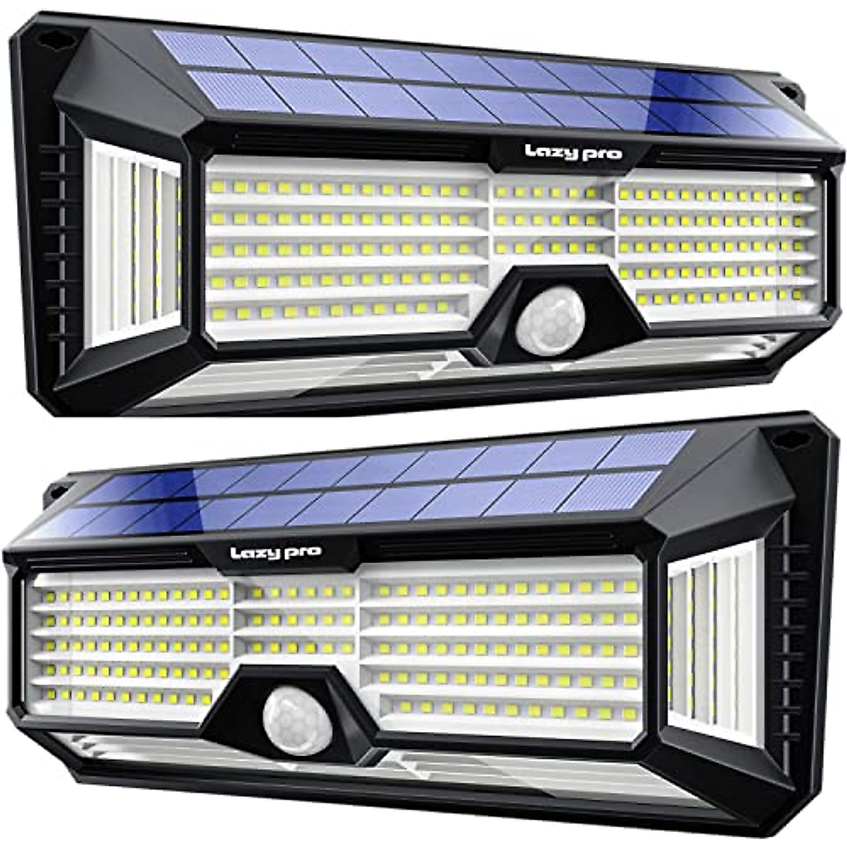 LazyPro Solar Lights Outdoor Super-Bright 298 LEDs 2500lm - LED Solar Motion Sensor Lights Outdoor - for Wall, Post, Pathway Garden up to 1600 sq ft - Solar Battery Powered 4400 mAh