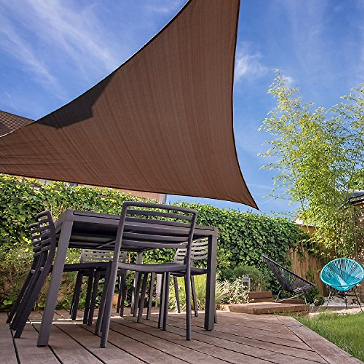 KHOMO GEAR Triangle Sun Shade Sail 20 x 20 x 20 Ft UV Block Fabric - Brown