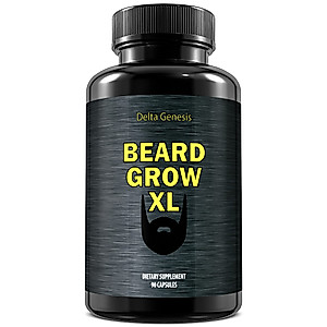Beard Grow XL - Vegan Hair Growth Supplement for a Faster, Thicker, Fuller Beard - Enhances Your Grooming Kit