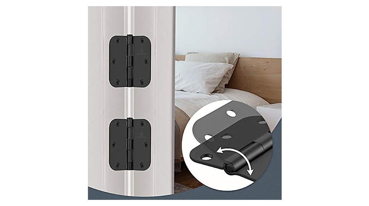 Door Hinges Matte Black 3.5 Inch Pack - Durable Interior Hinges
