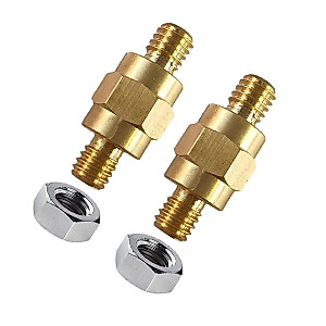 BESULEN 4 Pcs Side Post Battery Terminal, 3/8"-16 Copper Bolt Connector, Solid Brass Post Adapter Extender Screws for Standard Battery, Thread Side Terminal Batteries Studs