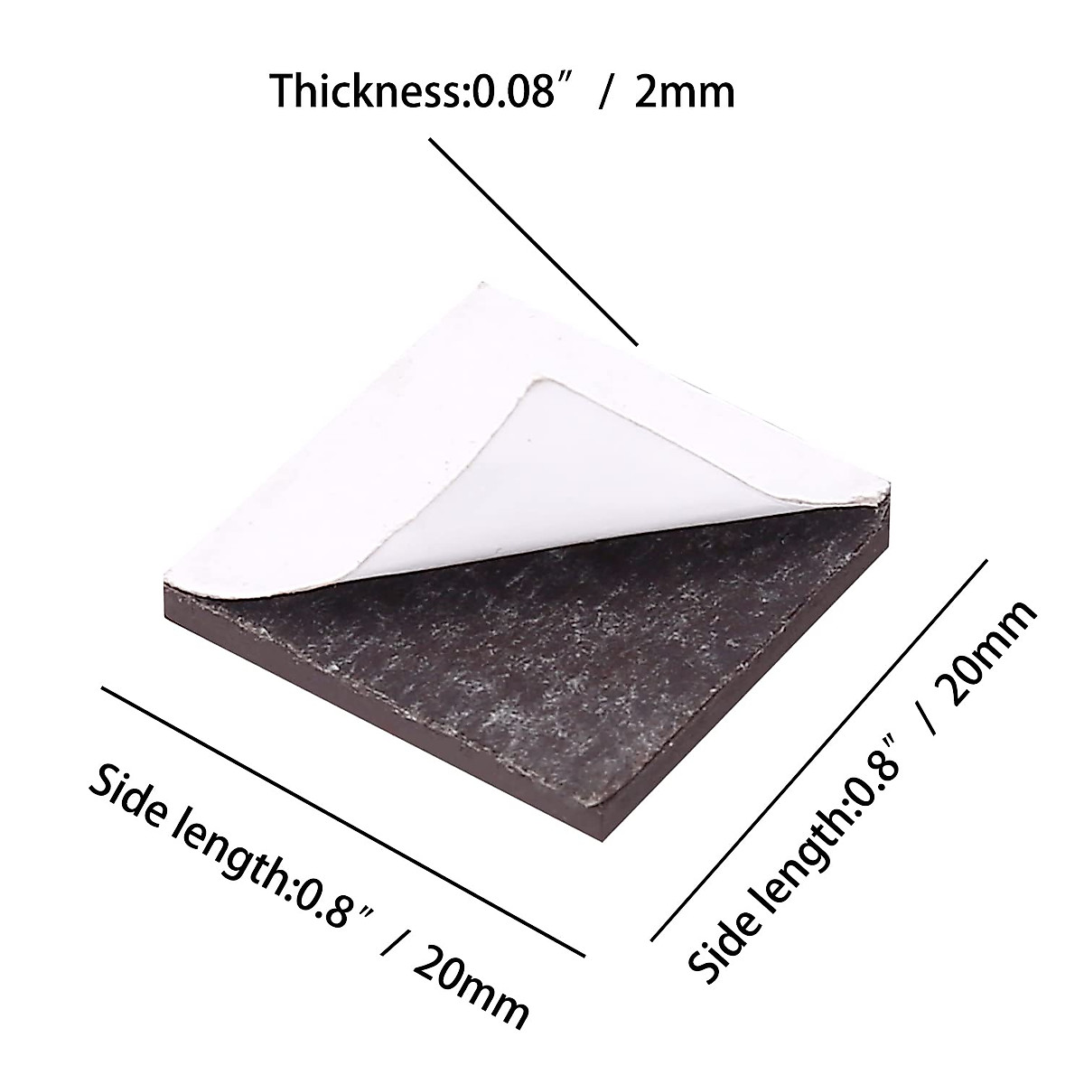 110Pcs Self Adhesive Magnets Squares Flexible Sticky Magnetic Strips Tapes Peel and Sticky Magnet Squares for DIY Crafts, School Art Projects, 4/5" x 4/5" x 0.08"