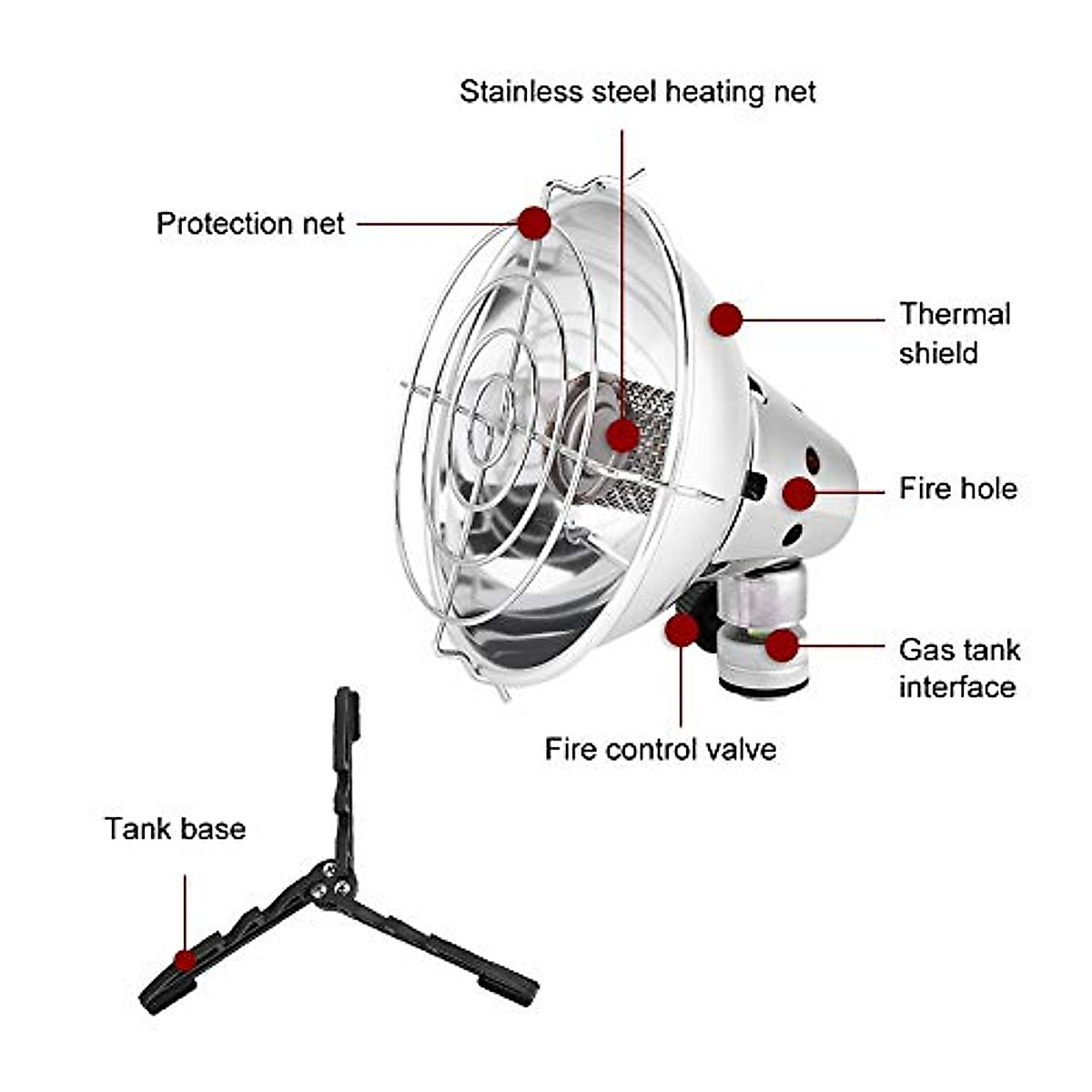 Outdoor Gas Heater, Portable Lightweight Travel Camping Warmer Cover Outdoor Portable Mini Gas Heater