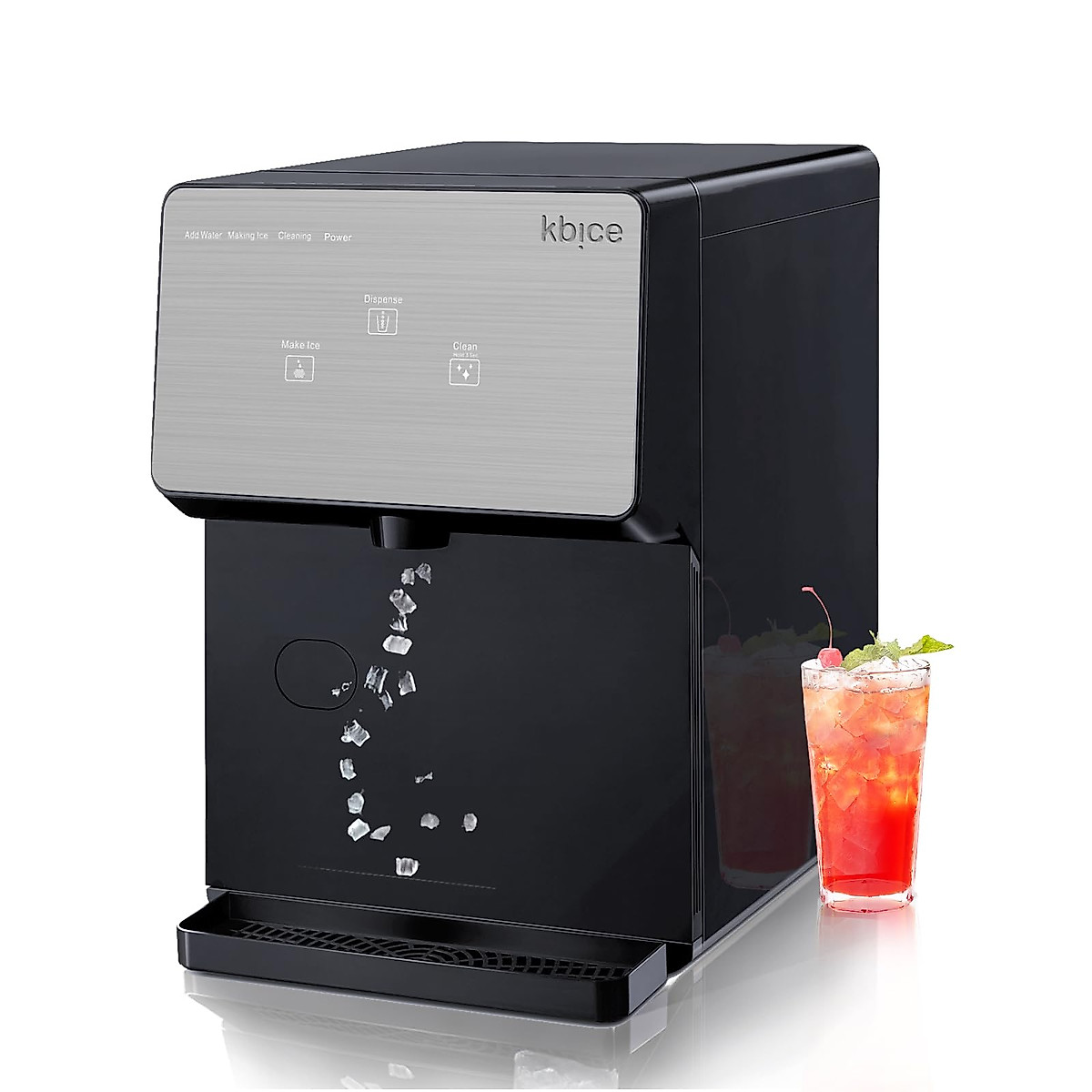 KBICE 2.0 Countertop Nugget Ice Maker with Soft Chewable Ice, 32lbs in 24Hrs, LED Touch Panel, Self-Cleaning Ice Maker with Automatic Dispensing