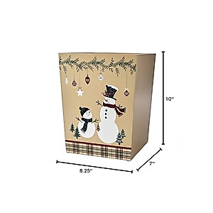 SKL Home Christmas/Winter/Gift Rustic Plaid Snowman Waste Basket, Multicolored