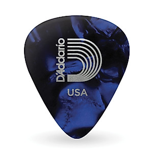 D'Addario Accessories Blue Pearl Celluloid Guitar Picks, 25 pack, Heavy