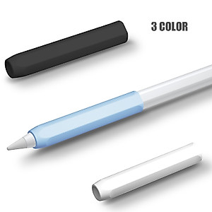 3 PCS Ergonomic Grip for Apple Pencil 2nd Generation, Grips Silicone Holder Sleeve for Apple Pen 2 Gen (Black, Blue,White)