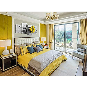 Bedroom Wall Decor - Yellow Room Decor Rose Flowers Canvas Wall Art Yellow Decorations for Living Room Modern Artwork Black and White Kitchen Decor Pictures Above Bed Stretched and Framed Ready to Hang