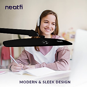 Neatfi Elite HD XL Task Lamp with Clamp, 1360 Lumens, 84PCS SMD LED, 6500K, Super Bright Desk Lamp, Non-Polar Dimming (22 Inches, Black)