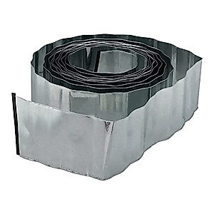 Relaxdays 10m Lawn Edging, Metal Flowerbed Border, Galvanized, Flexible, Garden Fencing, 16 cm Tall, Silver