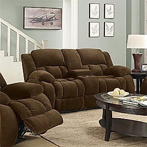BOWERY HILL 20" Modern Fabric Upholstered Reclining Loveseat in Chocolate
