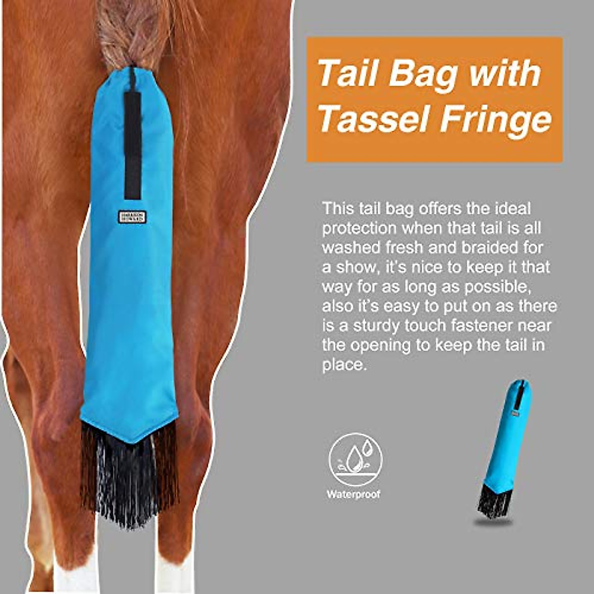 Harrison Howard Horse Tail Bag with Fringe-Azure Blue