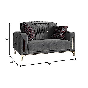 Ottomanson Angel Collection, Loveseat, Grey