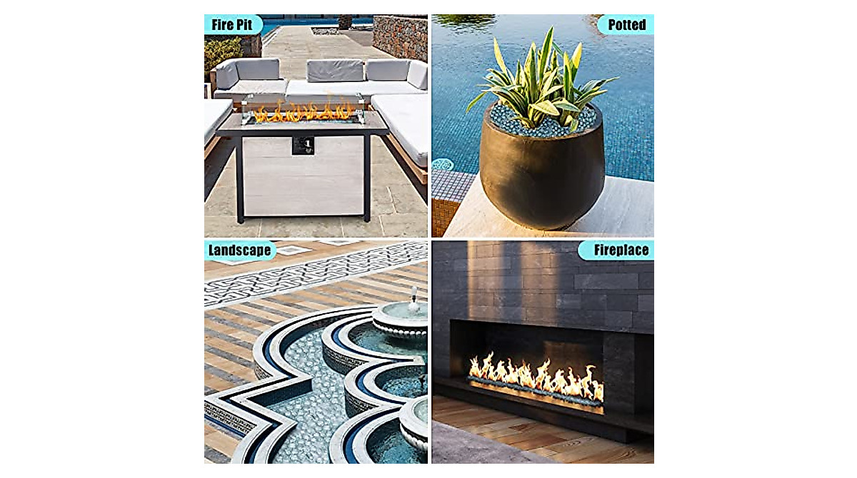 ECOTOUGE Fire Pit Glass Rocks - High Luster Reflective Beads, 10lb