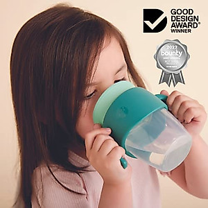 b.box NEW 360 Cup (8.5oz) | Toddler Sippy Cup & Trainer Cup with Silicone Drinking Rim | Spill Proof Locking Mechanism for On the Go | Dishwasher Safe | Babies 6m+ to Toddlers (Emerald Forest)