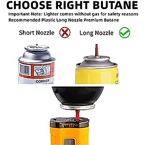 Castelar Torch Lighter Triple Jet Flame Refillable Butane Lighter with Punch Rest Holder - Butane Not Included (Yellow)