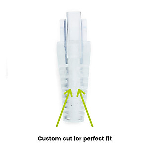 trueCABLE RJ45 Strain Relief Boots, Large 5.5 to 7.0mm Cut-to-Fit PVC Plug Cover, Transparent, 100 Pieces
