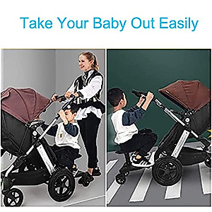 Universal Stroller Board Buggy Board with Detachable Seat, Stroller Glider Board Suitable for Most Brands of Strollers, Stroller Standing Board, Holds Children Up to 55lbs (Black)