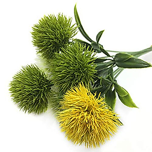 Yalulu 10 Pcs Dandelion Artificial Flowers Plants Bouquet Plastic Flower for Home Decor, Wedding, Garden Decoration (Green)