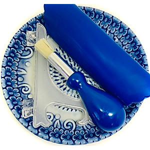 BonCera, All-in-one 4pcs Premium Ceramic Garlic Grater Set -Glazed Design Grater Plate w/Garlic Peeler, Gathering Brush, Display Stand, It's also grating Turmeric, Ginger, and more,