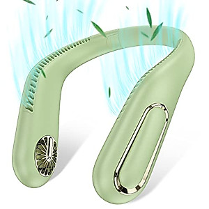 zelaxy Portable Neck Fan, 4000mAh Battery Rechargeable Wearable Personal Hands Free Fan, Bladeless Cooling Fan with Neck Adjustable Design, 3 Wind Speed for Outdoor, Camping (Mint Green)
