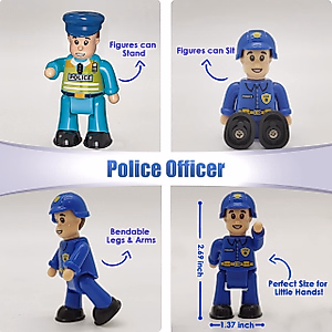 FUNERICA Police Officer Toy Figures- 4 Detailed Policeman & Police Chief - Imaginative Play Police Action Figures for Toddlers & Kids Roleplay - Little People Figurines - Mini Community Helpers