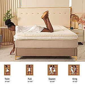 MAXYOYO Japanese Bed Futon Mattress Full Size, Floor Futon Bed Foldable Mattress for Floor Double Mattress Roll Up Guest Bed Mattress, Upgraded Ultra Soft Fluffy Full Beige Mattress