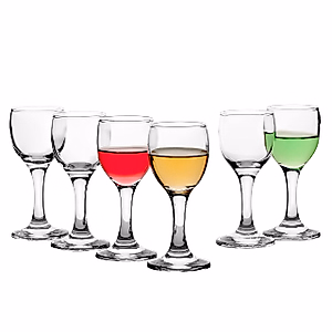 Pasabahce Premimum Shot Glasses Set of 6 - Bistro Cordial & Liqueur Extra Mini Glasses 2 oz (60 cc) - Mini Wine Glasses - Uniqe Desing Goblet - Crystal Tasting Glasses - Perfect for Parties, Gifts