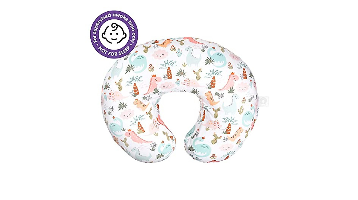 Boppy Original Support Nursing Pillow, Blush Pink Dinosaurs, Ergonomic ...