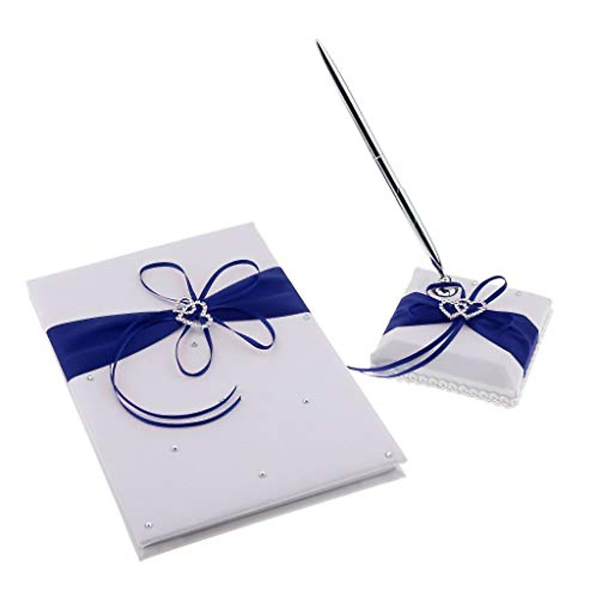 KODORIA Wedding Guest Book with Matching Pen Holder and Pen Signature Book with Pen for Wedding Reception - Blue