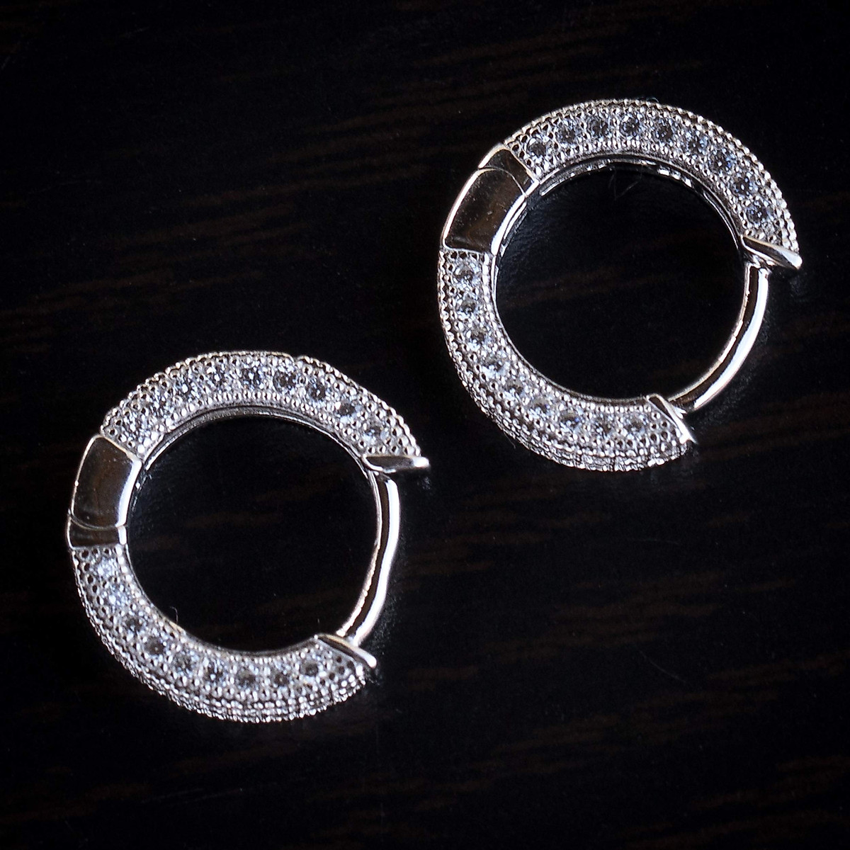 Small Iced CZ Bling Hoops with Cubic Zirconia 14K White Gold Plated 925 Sterling Silver Trendy Hip Hop 12mm Ice Out Huggie Hoop Earrings Jewelry Gifts for Men And Women
