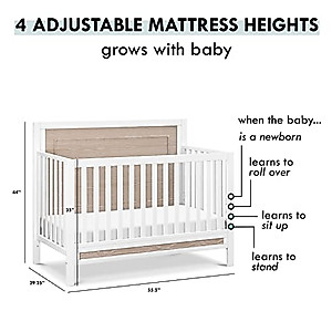 Carter's by DaVinci Radley 4-in-1 Convertible Crib in White & Coastwood, Greenguard Gold Certified