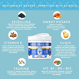 MEDii Pet Dog Vitamin Supplements & Health Booster: Metabolism, Cardiac, Eyes, & Helps Prevent Dog Dementia– Includes Spirulina, Vitamin B1, B3, & B12, Non-GMO, 125 ct/10 oz. Best Value