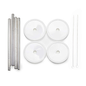 Daverly Way (4 Boba Tea Straws, 4 Mason Jar Lids, 2 Straw Cleaners)