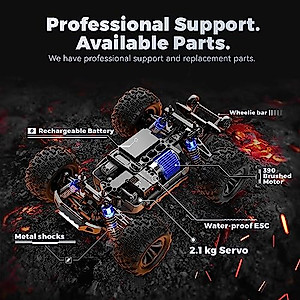 BEZGAR 1:16 Scale High Speed RC Cars | HP161 4X4 Off-Road Electric RC Trucks, Waterproof Hobby Grade Remote Control Cars - All Terrain Toy Truck with Upgrade Chassis Two Batteries for Kid Adults