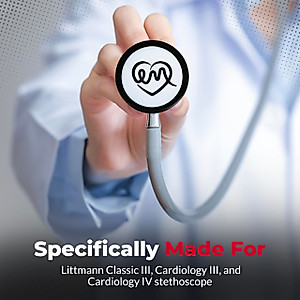 MotivatEM Stethoscope Replacement Part Kit for Littman Stethoscope Classic 3, Cardiology 3 & Cardiology 4 - Fits Classic III, Cardiology III & IV (Black)