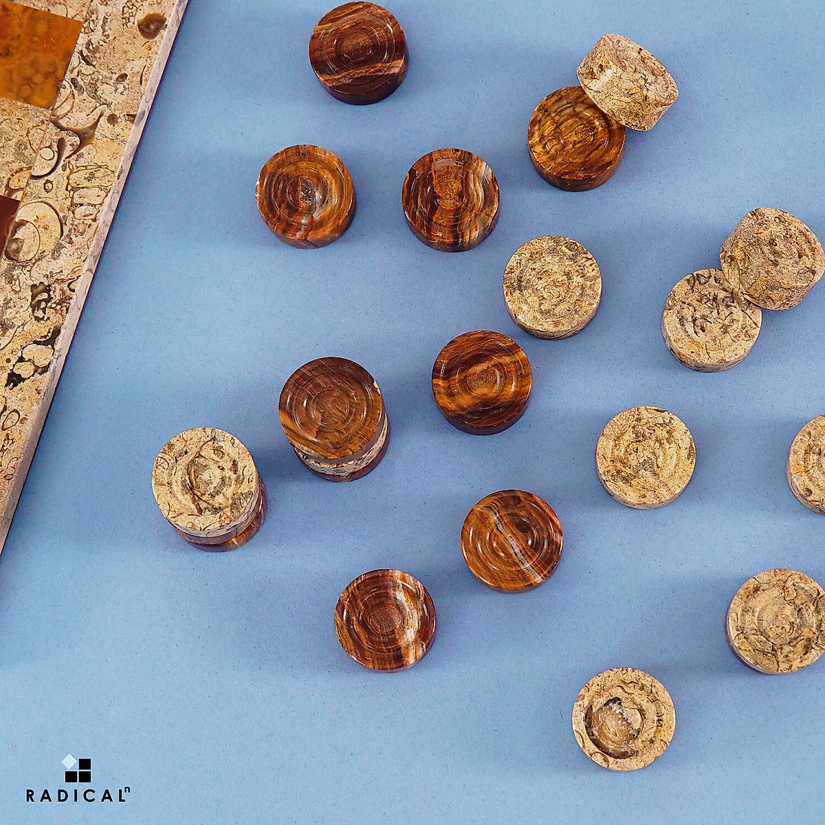 Radicaln Marble Checker Figures 1.25'' Inches Red and Coral Handmade Checkers Board Game in Sports & Outdoors Draughts Checkers Pieces for Outdoor Games